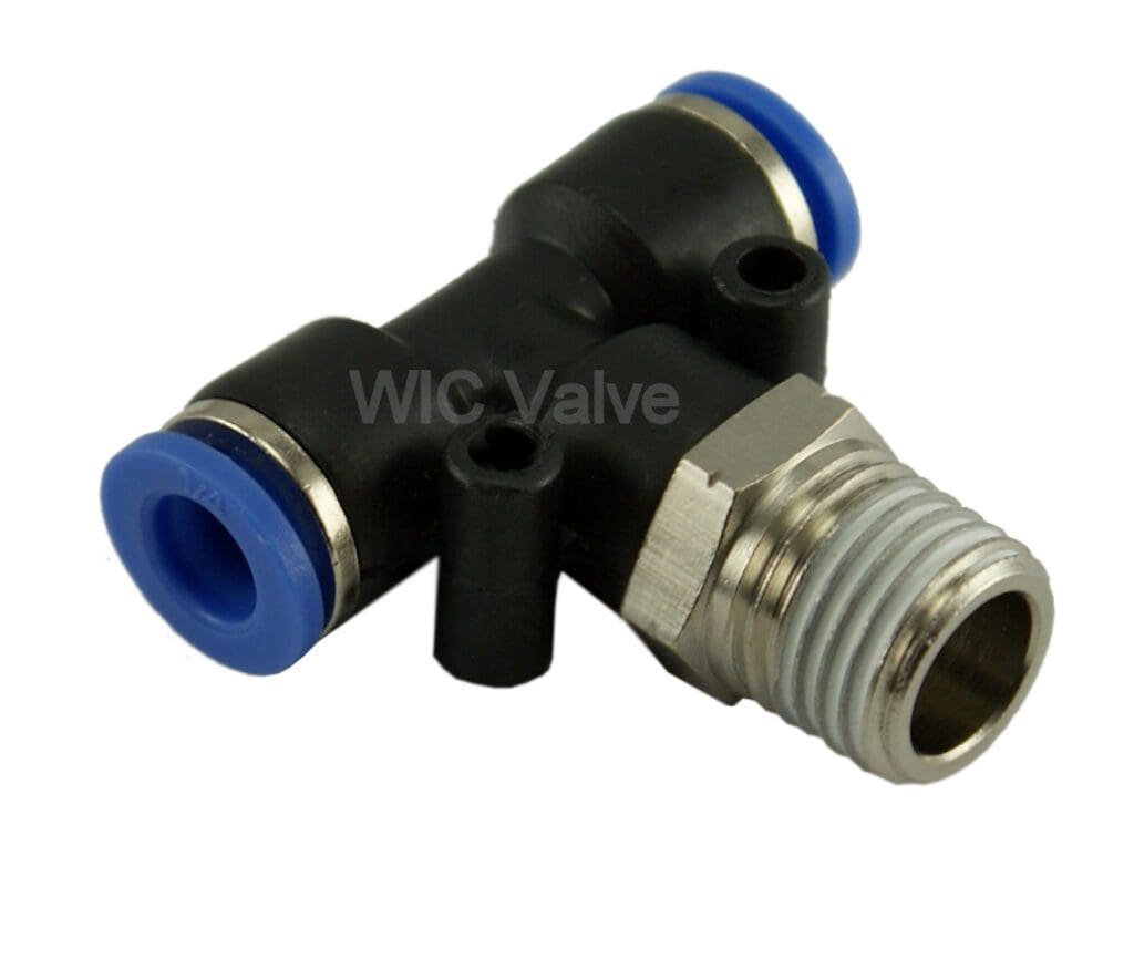 Male Branch T Connector Tube OD 1/4 X NPT 1/4 Push In Fitting - WIC Valve