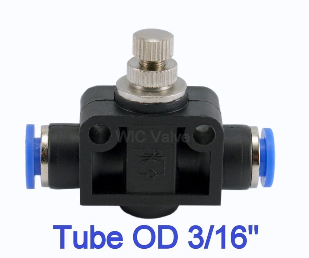 3/16" Inch Tube OD Flow Speed Control Air Valve Push In Fitting - WIC Valve