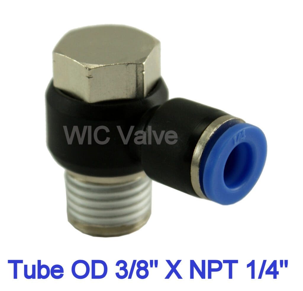 Universal Male Elbow Tube OD 3/8 X NPT 1/4 Instant Air Fitting - WIC Valve