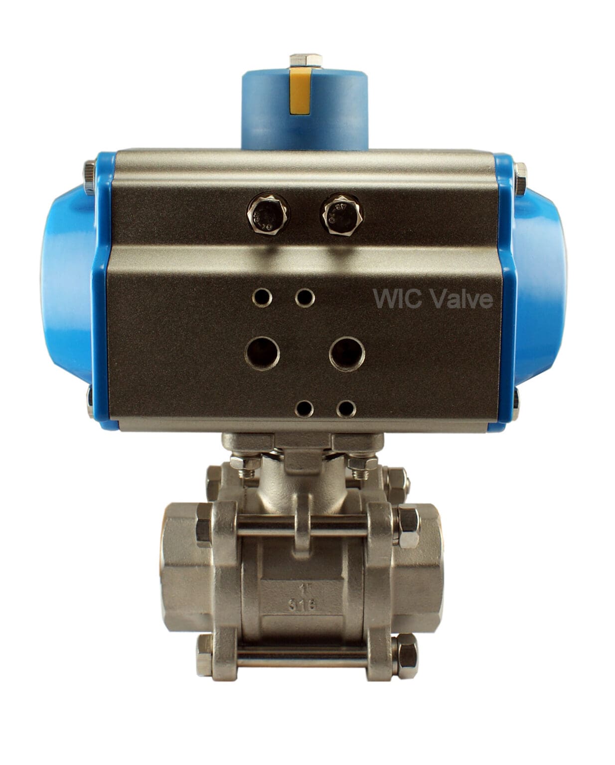 1" Inch Pneumatic Air Actuated Stainless Ball Valve Single Acting - WIC ...